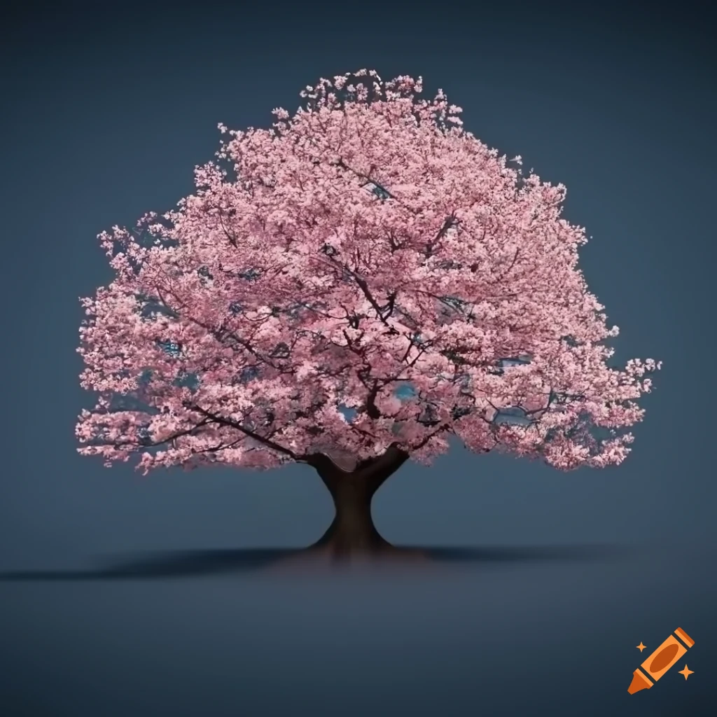 Vibrant 3D rendering of a realistic cherry blossom tree on Craiyon