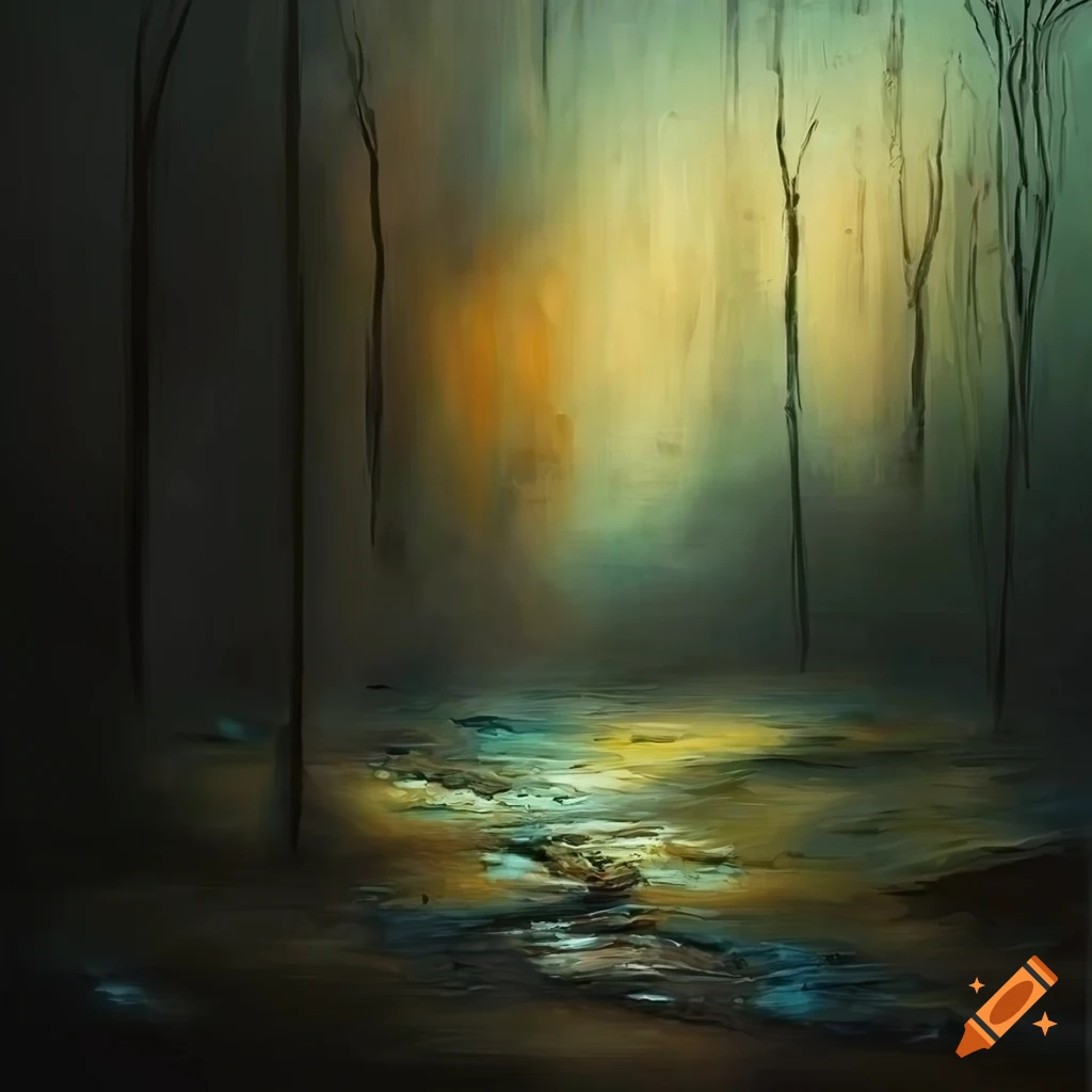 High-resolution ethereal oil painting of a clearing at the end of a ...