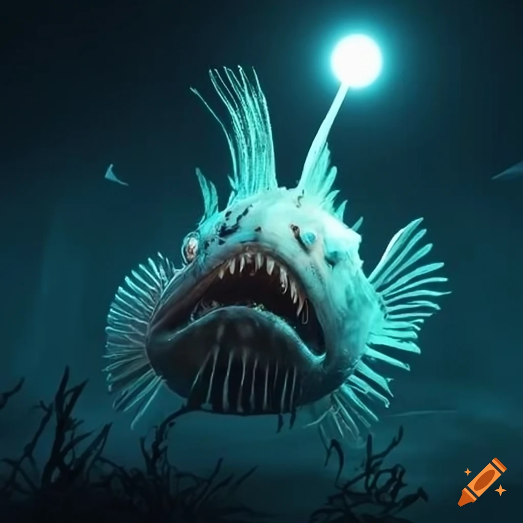Giant anglerfish god with lamp on Craiyon
