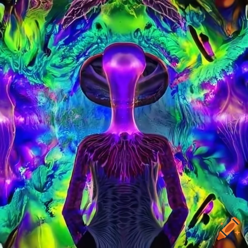 Alien Planet with glowing rivers, mystical statues, and purple plants ...