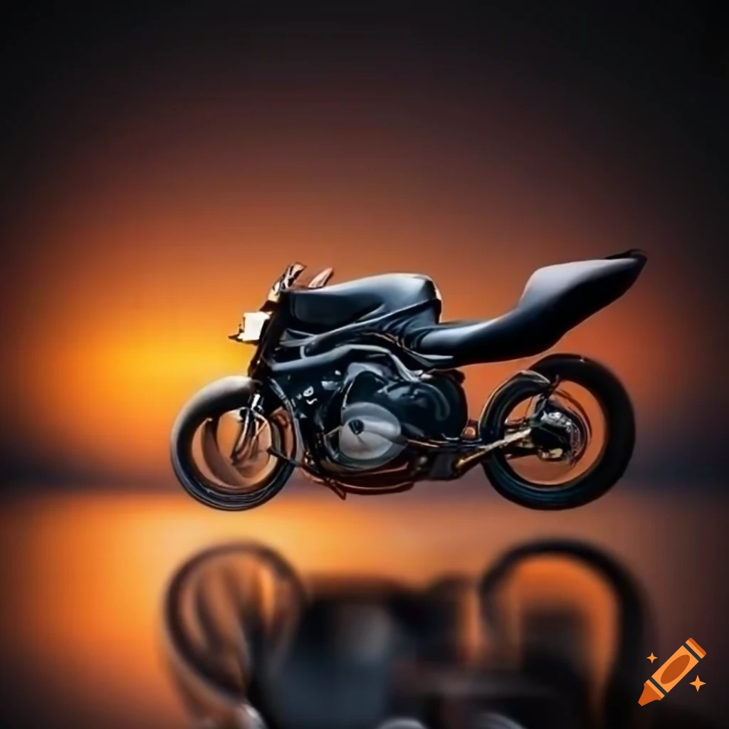 Fast-moving bike on a black background on Craiyon