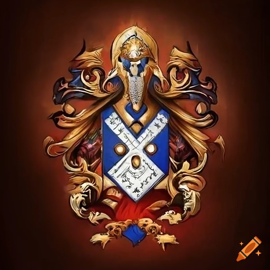 Family crest with knight in armor during a storm on Craiyon