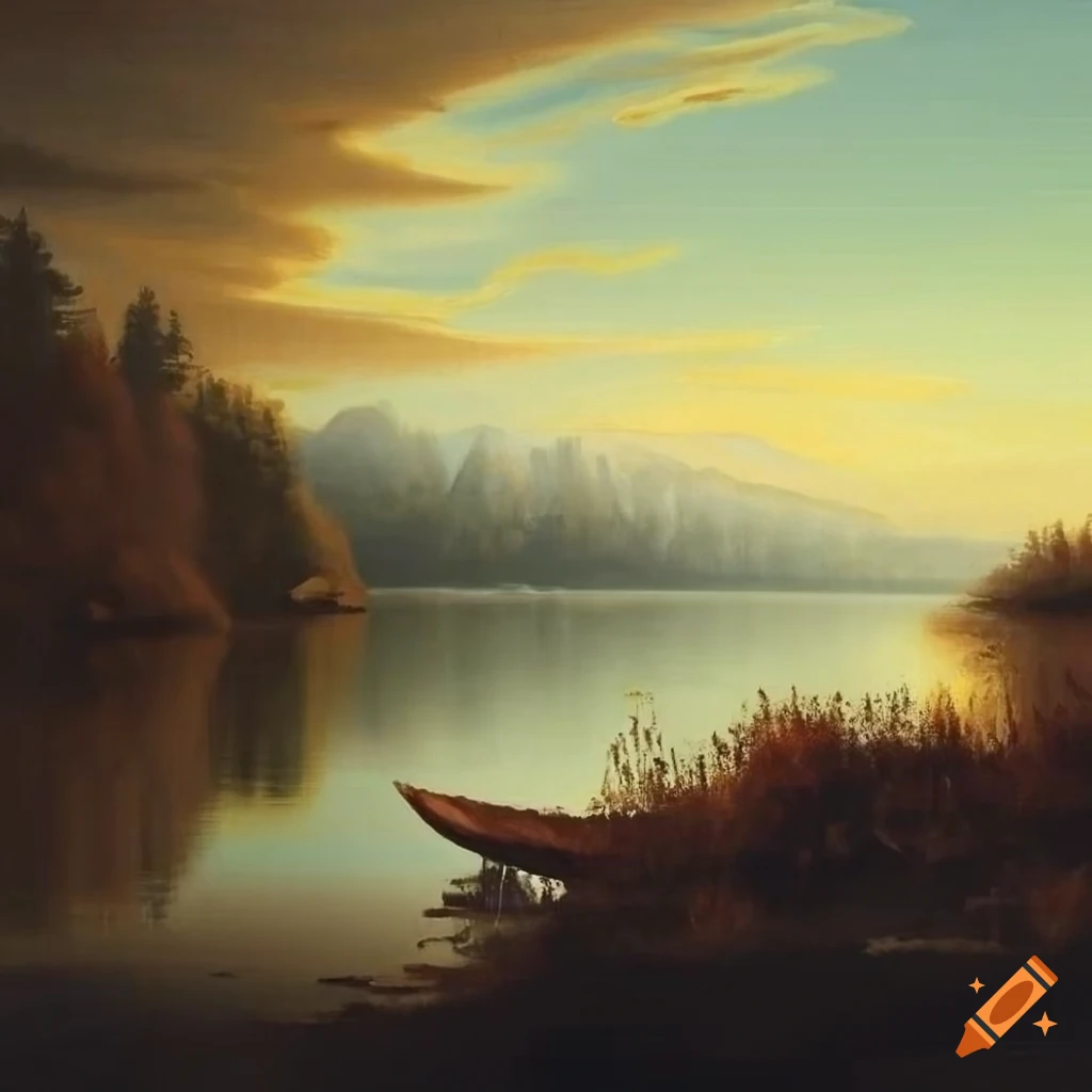 Landscape with river, sea, and mountains on Craiyon