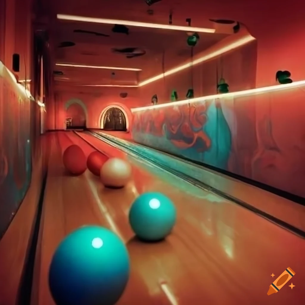 Childlike bathroom inside a bowling alley on Craiyon