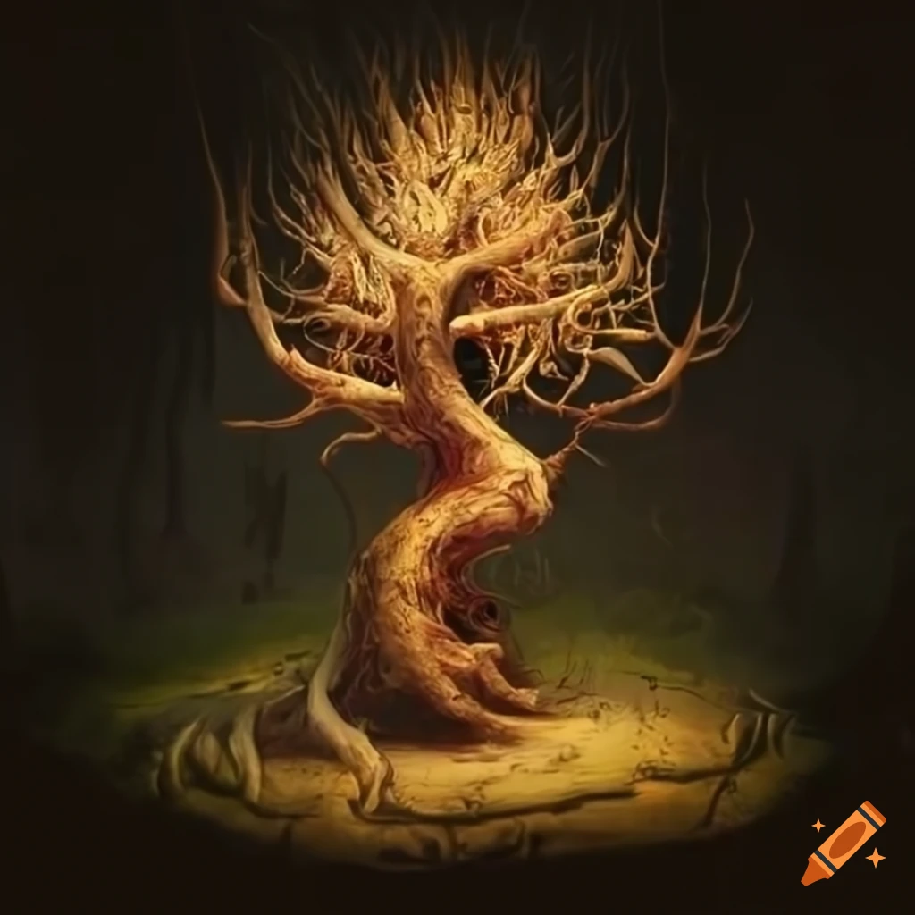 Lonely tree in a desolate landscape on Craiyon