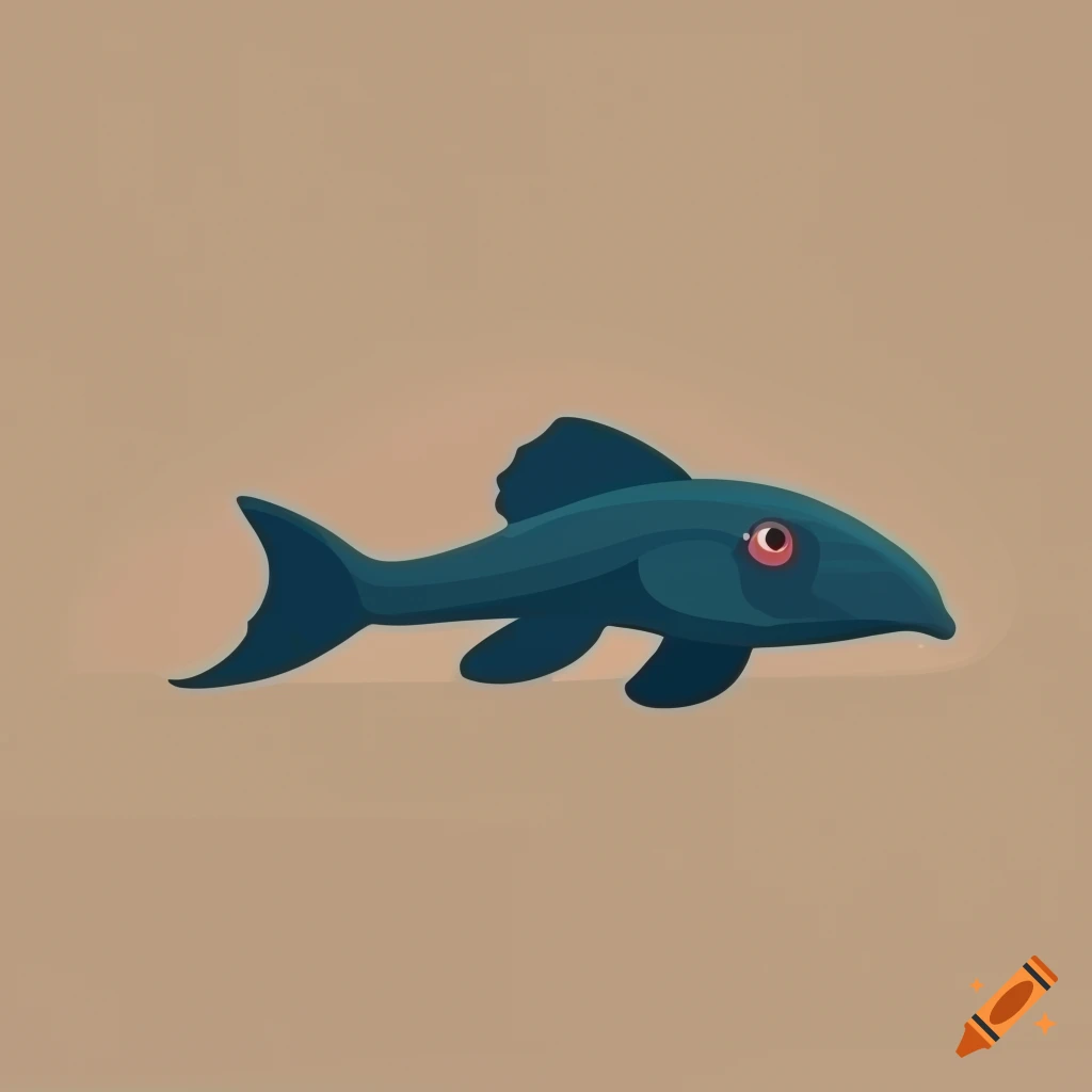 Minimalistic vector art of a cute pleco fish on Craiyon