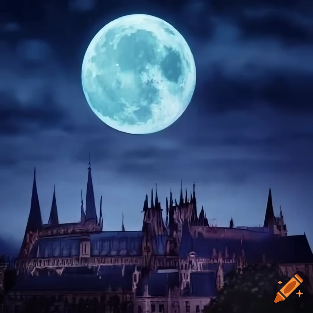 Metz city under a full moon in black butler manga style on Craiyon