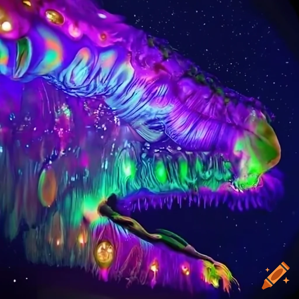 Alien Planet with glowing rivers, mystical statues, and purple plants ...