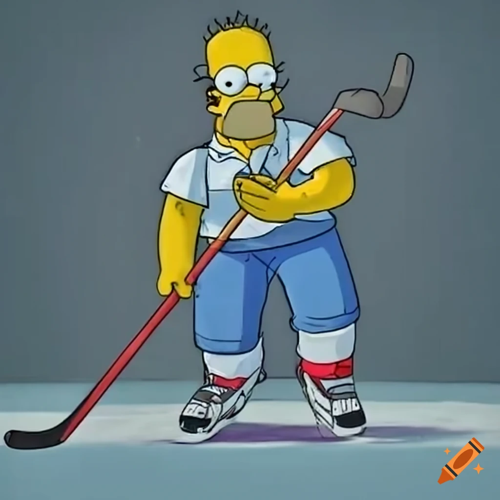 Homer simpson playing hockey in alaska on Craiyon