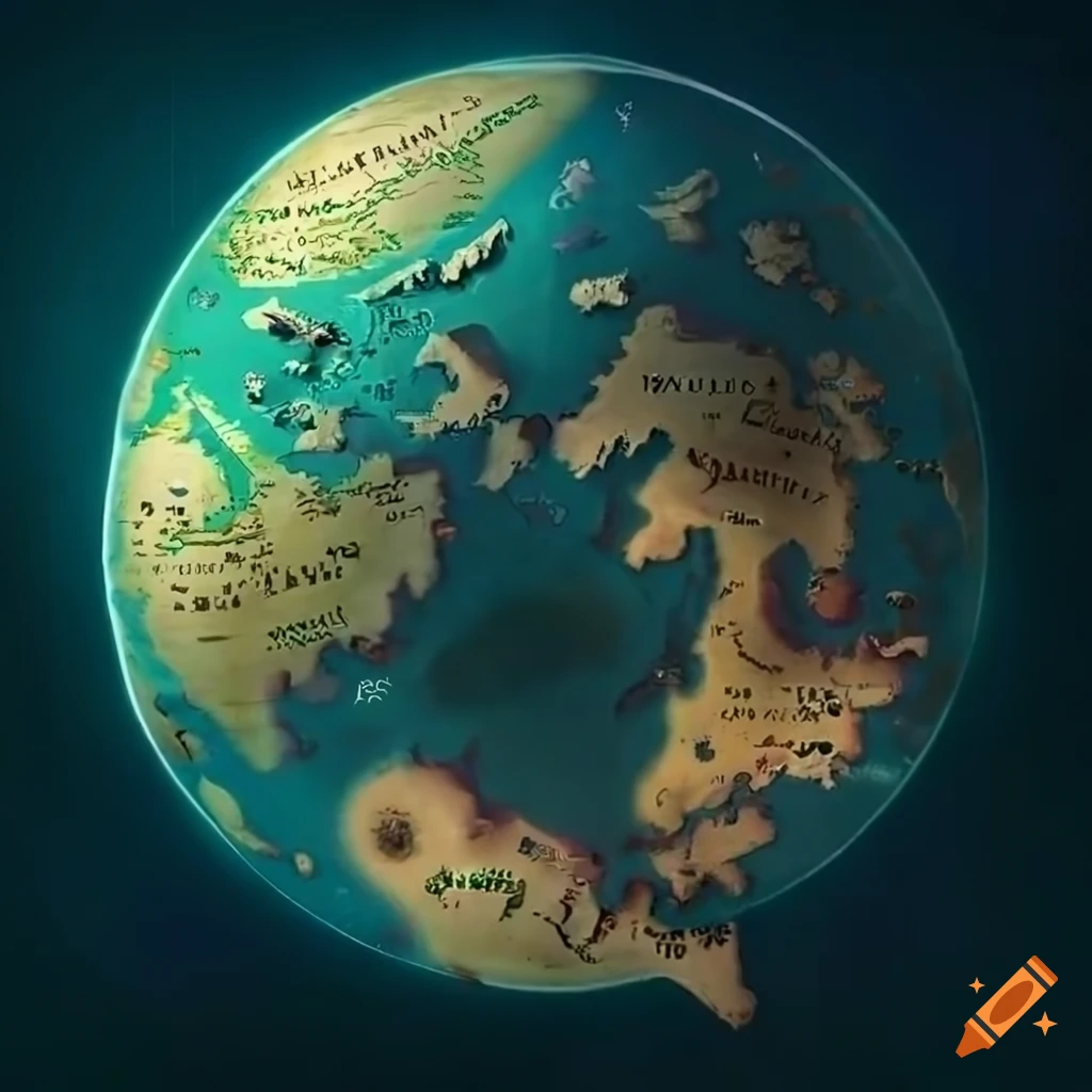 Masterfully crafted map of a vast and immersive fantasy world on Craiyon