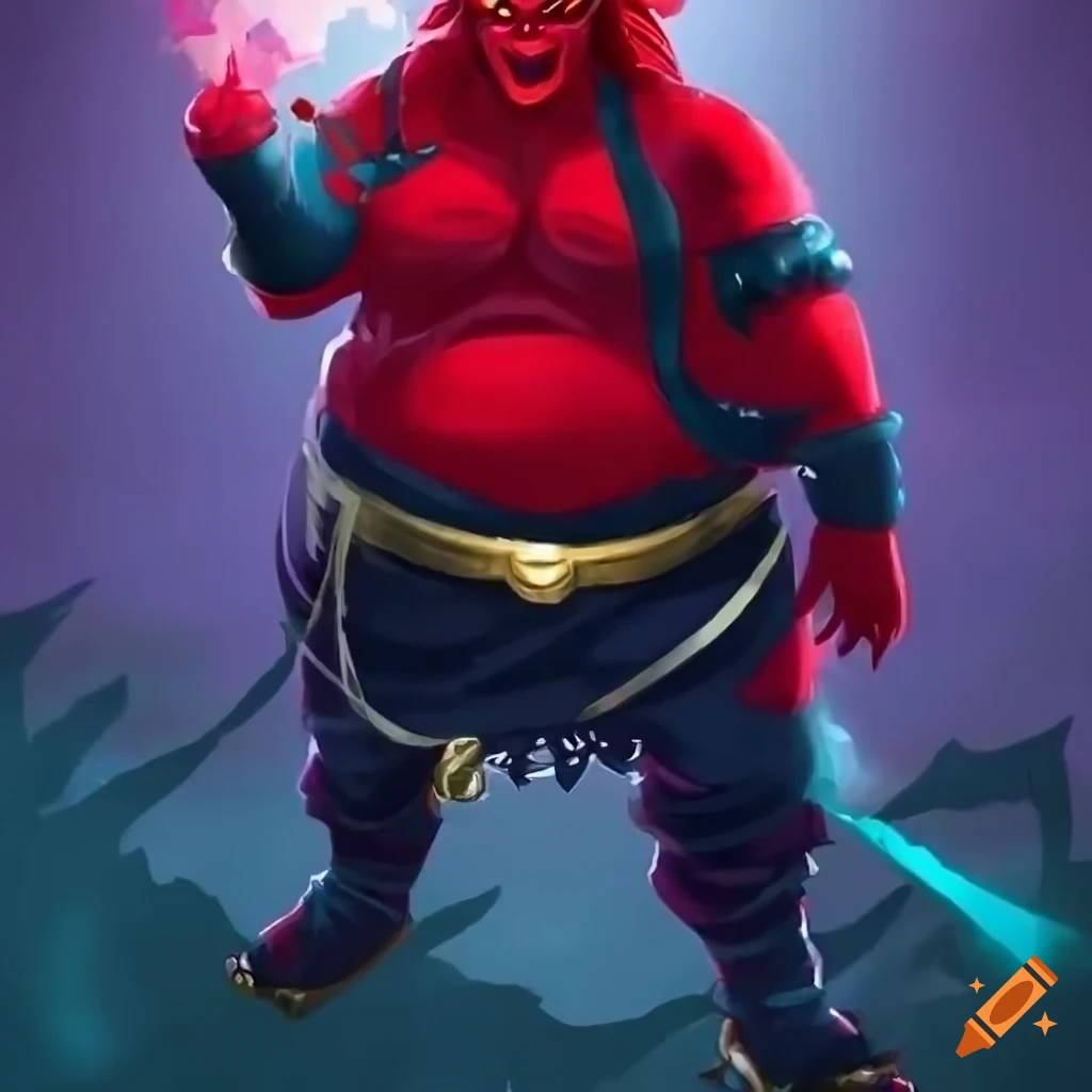 Charming red oni character on Craiyon