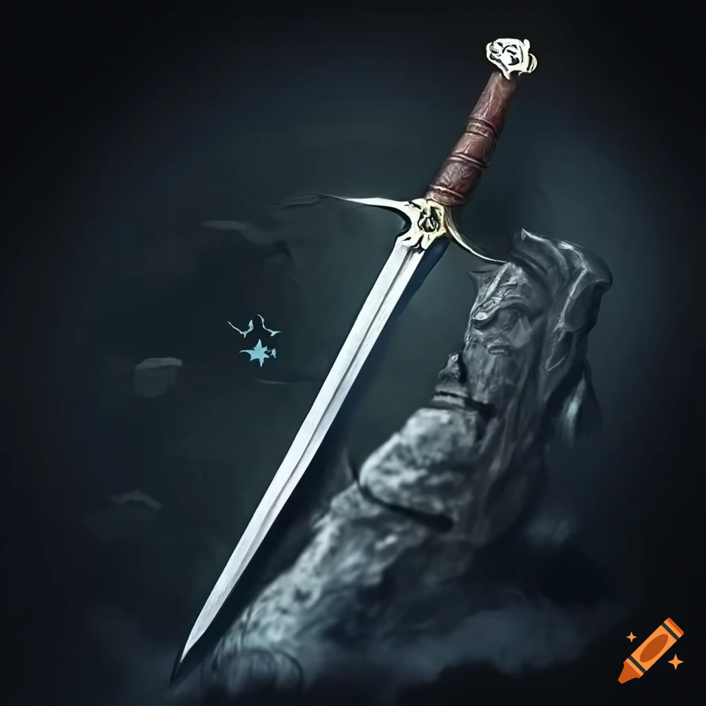 Nordic longsword with runic inscriptions on the blade on Craiyon