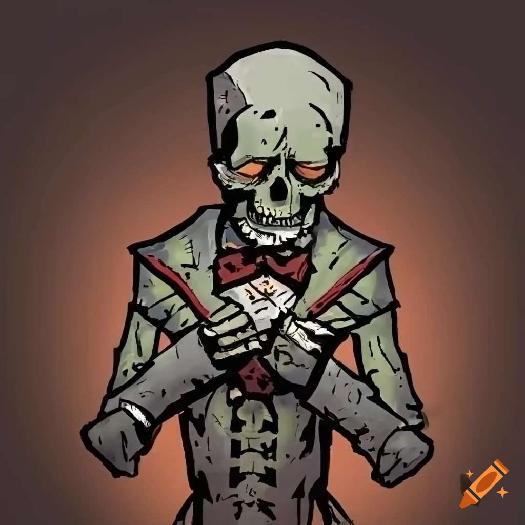 Happy skeleton butler in the style of video games on Craiyon
