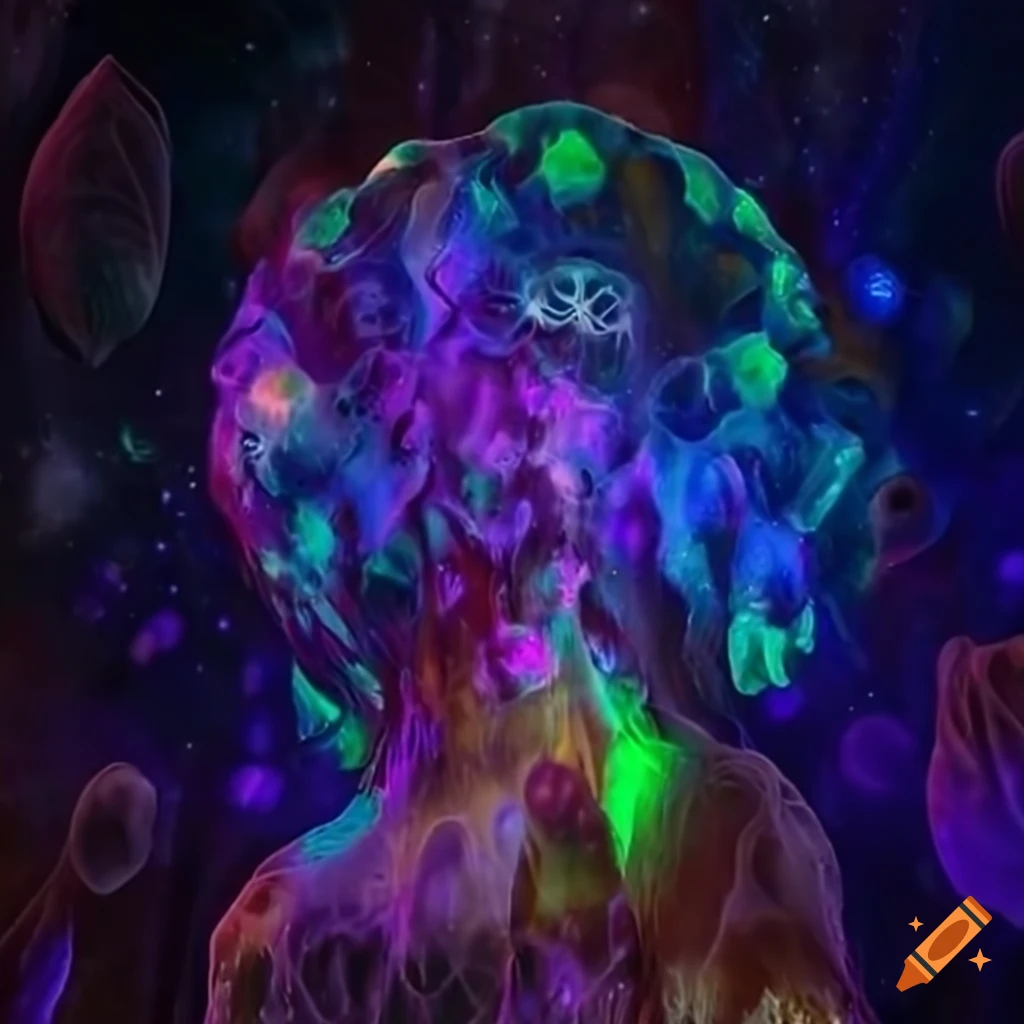 Alien Planet with glowing rivers, mystical statues, and purple plants ...