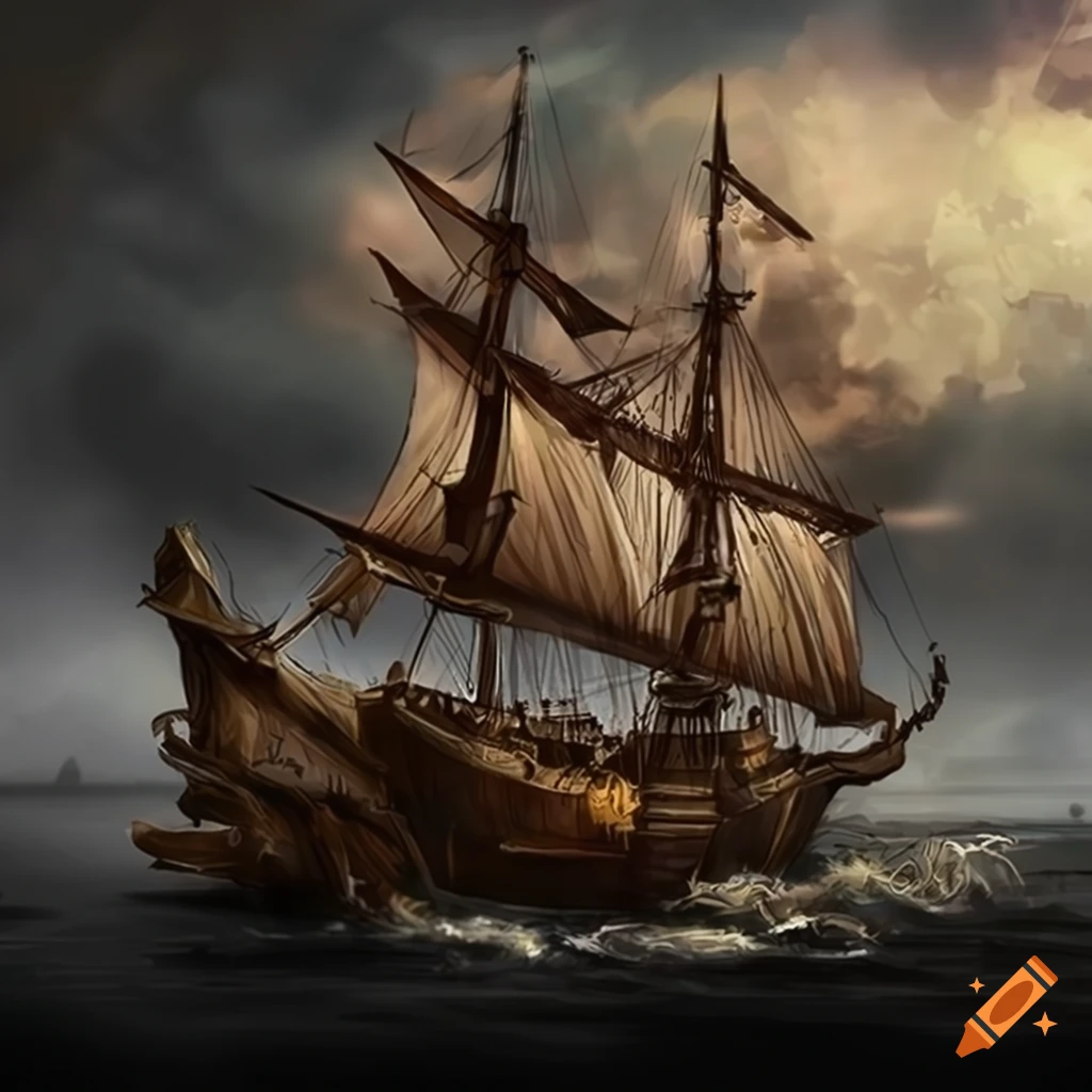 Fantasy steampunk sloop on Craiyon