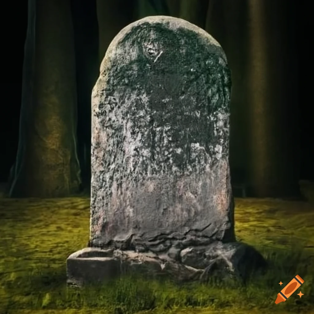 Headstone with rip cave base inscription on Craiyon