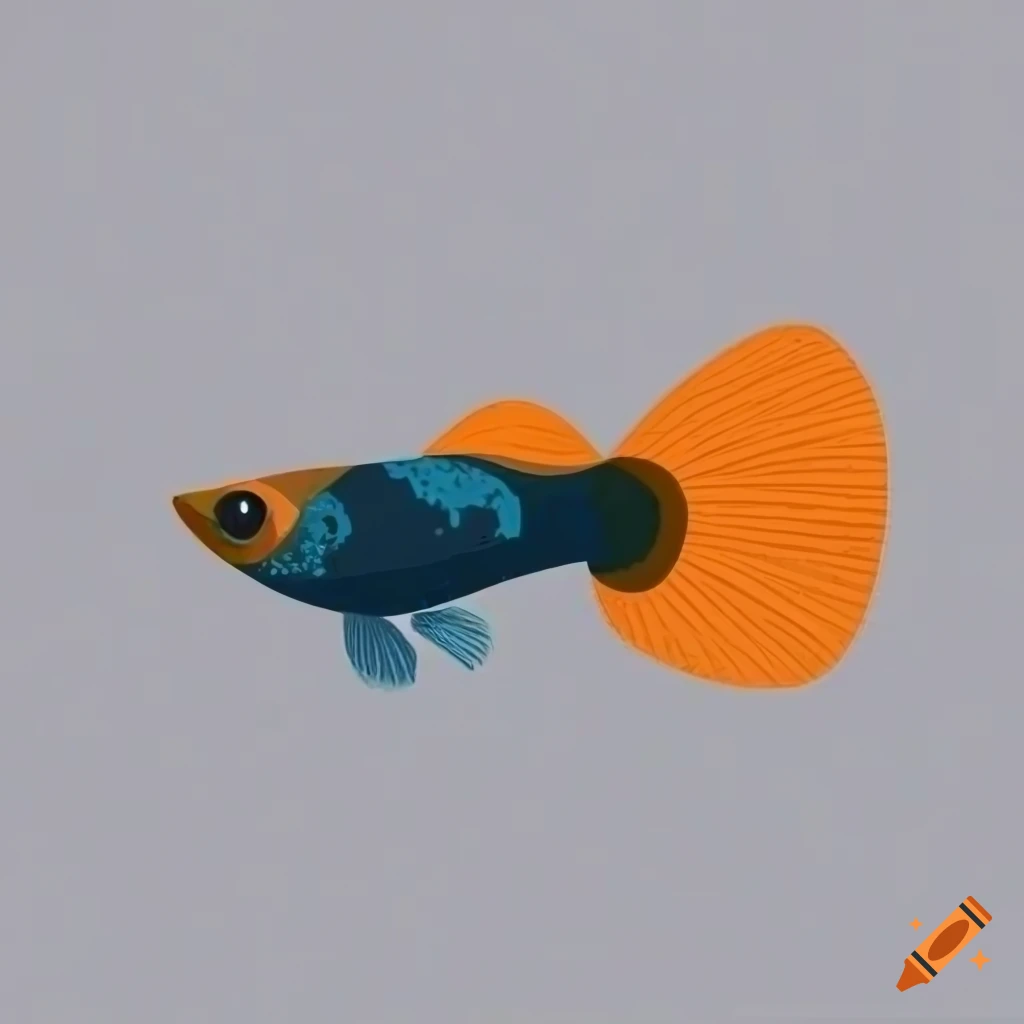 Spotted guppy fish in minimalistic vector style on Craiyon