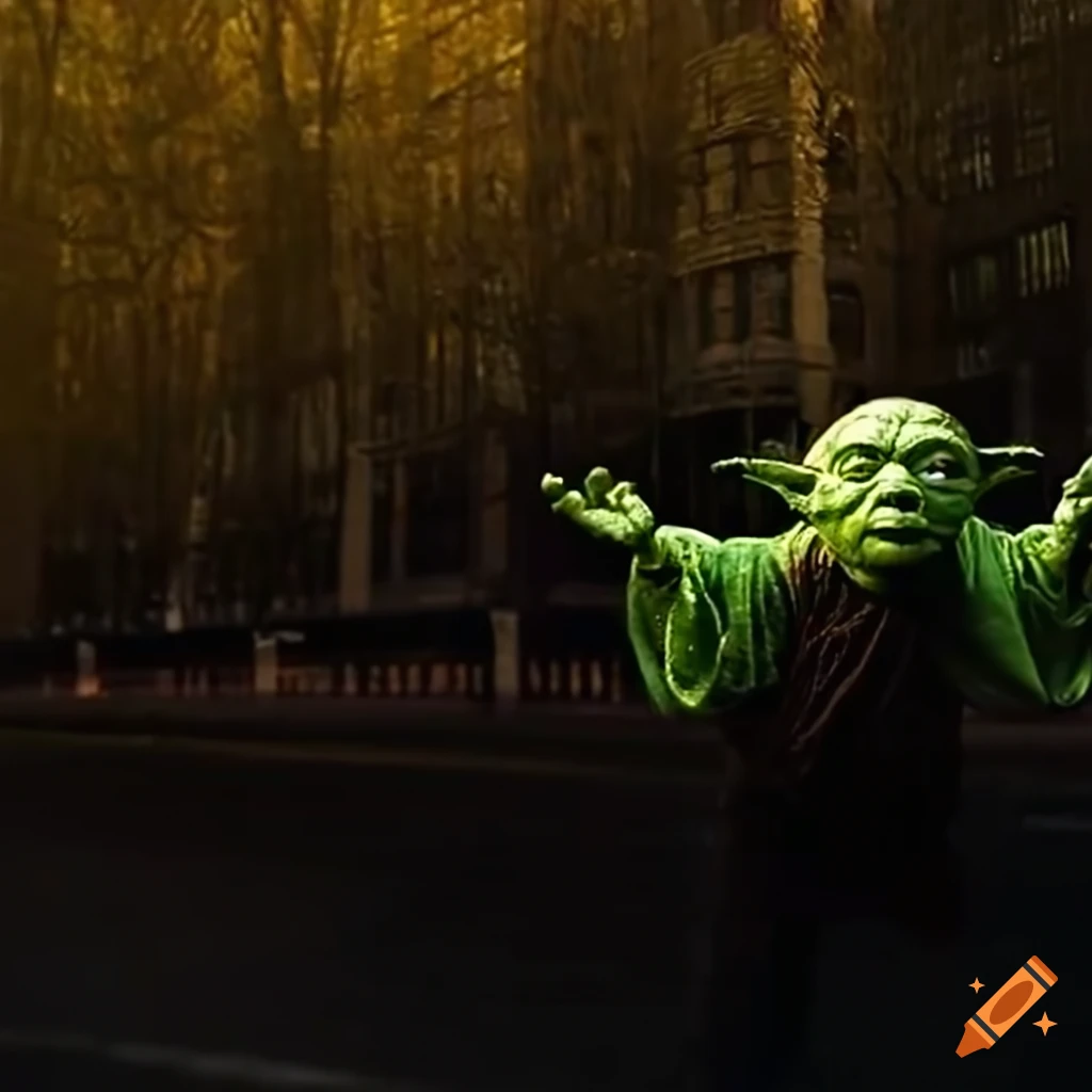 Yoda running in new york marathon on Craiyon