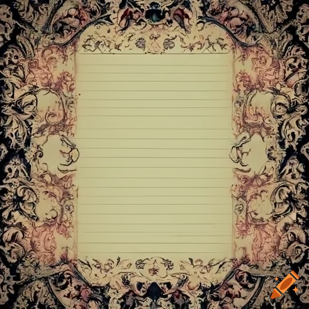 Vivid victorian decorative writing paper background on Craiyon