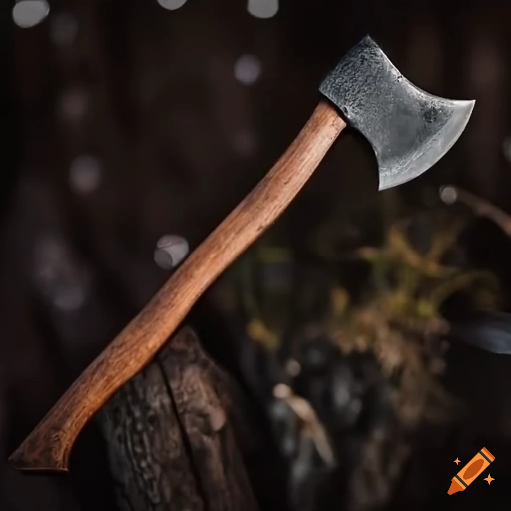 Iron axe weapon for a bandit in a rpg game on Craiyon
