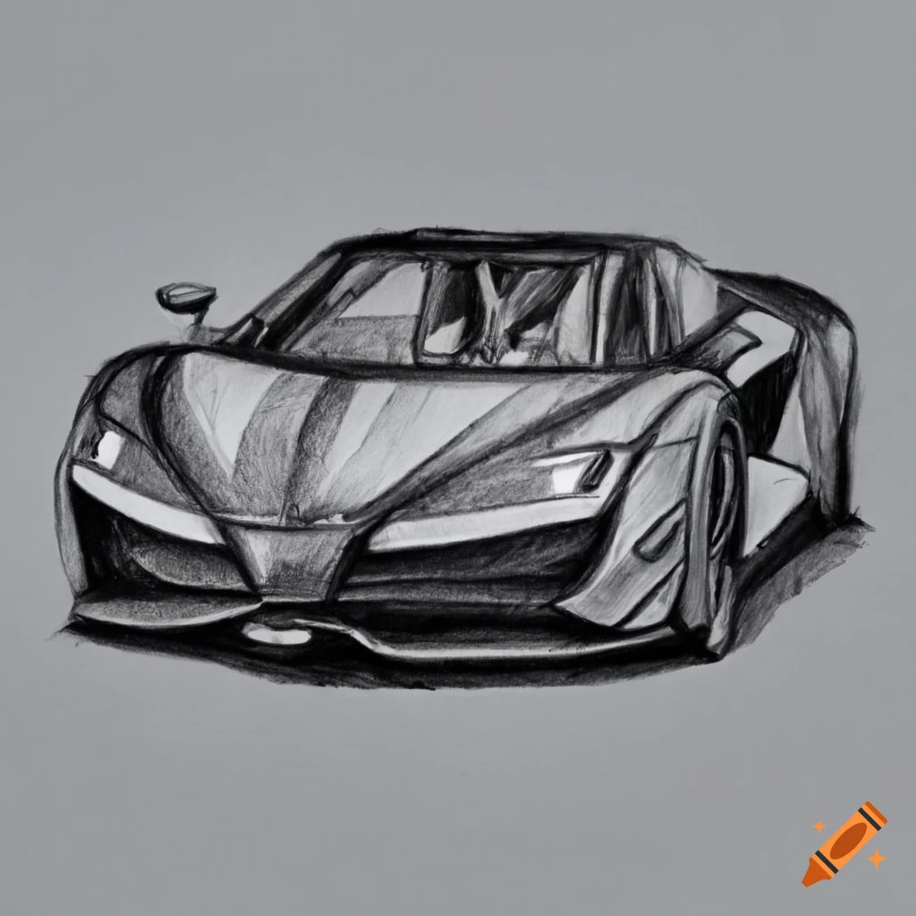 Pencil sketch of a new supercar on Craiyon