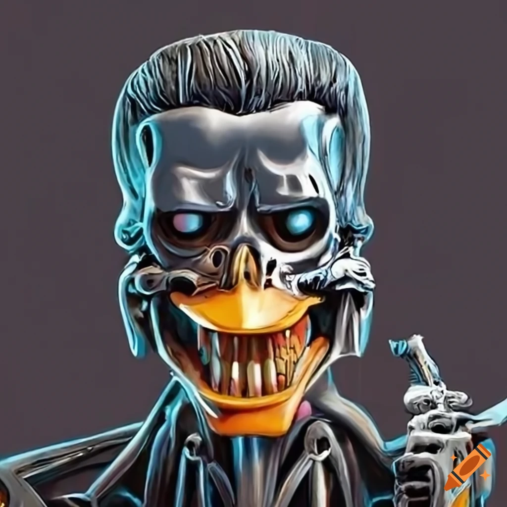 Daffy duck dressed as the terminator on Craiyon