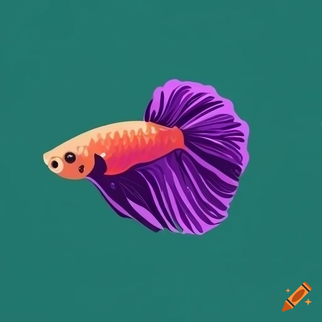 Minimalistic cute betta fish in simple vector shapes on Craiyon