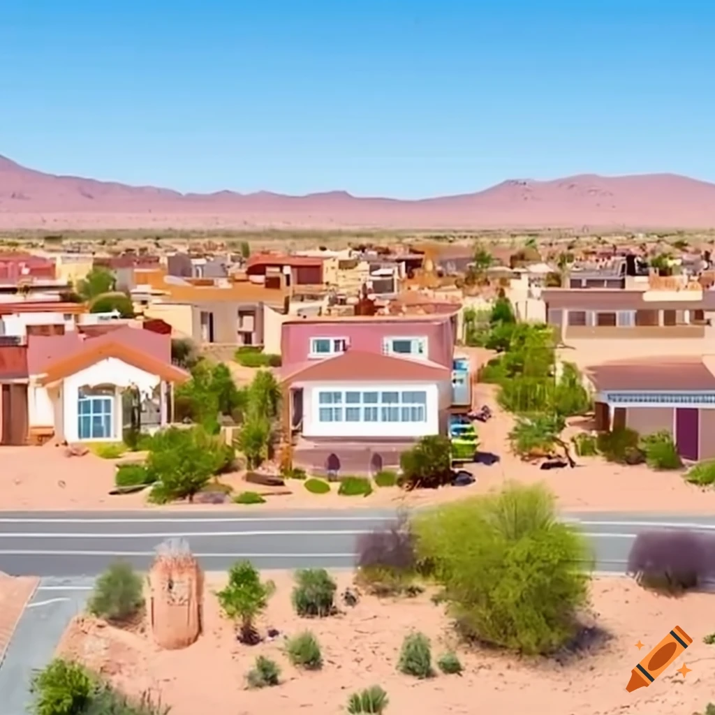 Residential neighborhood in the desert on Craiyon