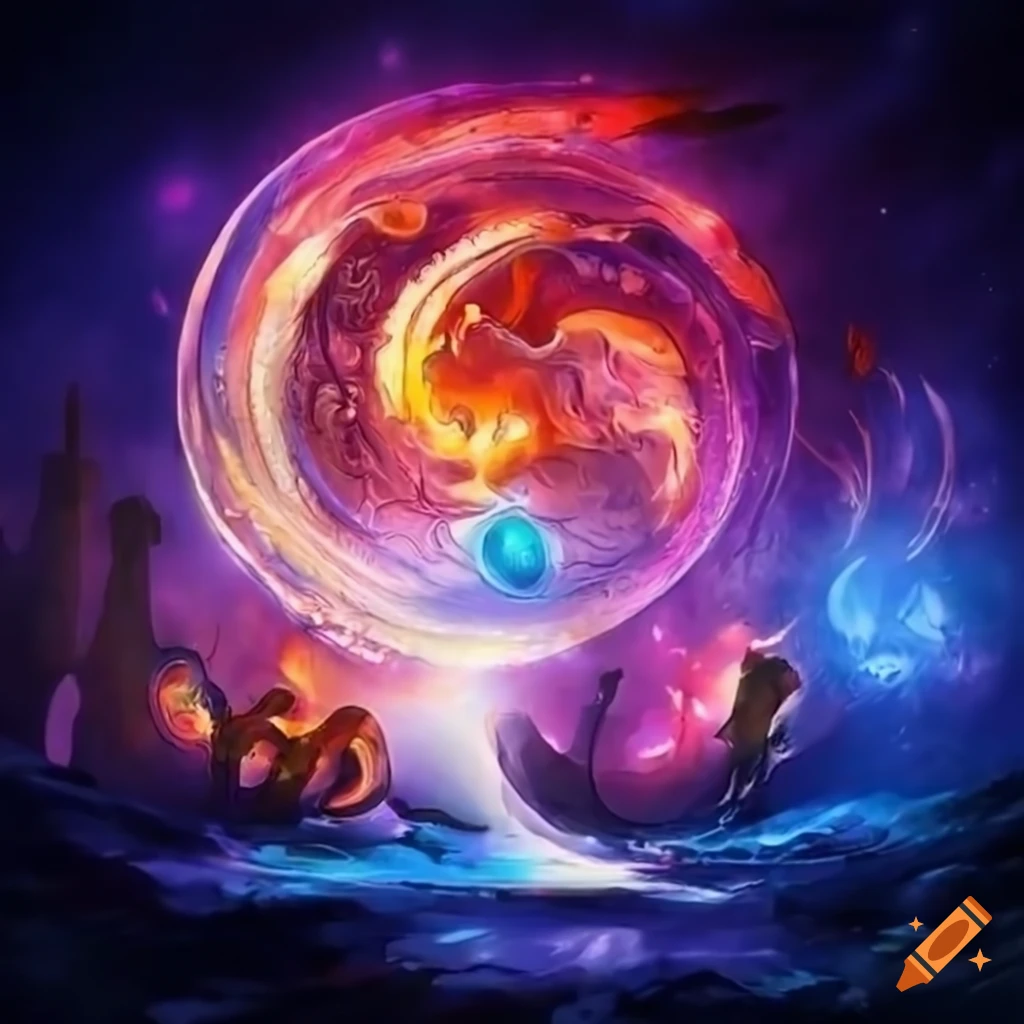 Triple planets from a dance of fire and ice as dragons on Craiyon