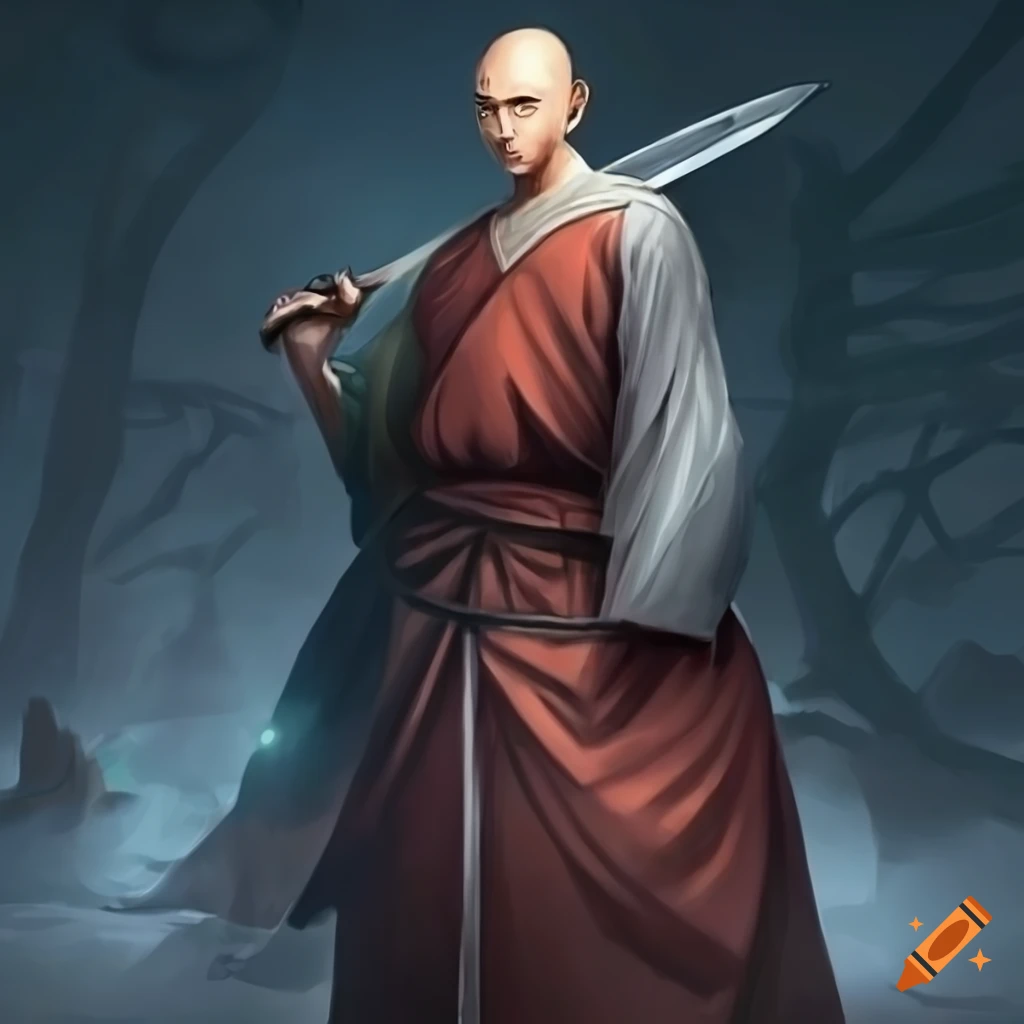 Mythical elven sword-wielding monk in feudal japan on Craiyon