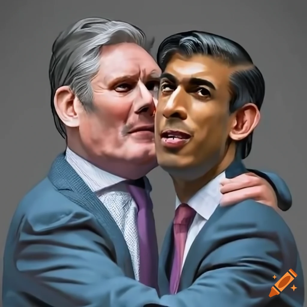 Two politicians in a friendly embrace on Craiyon