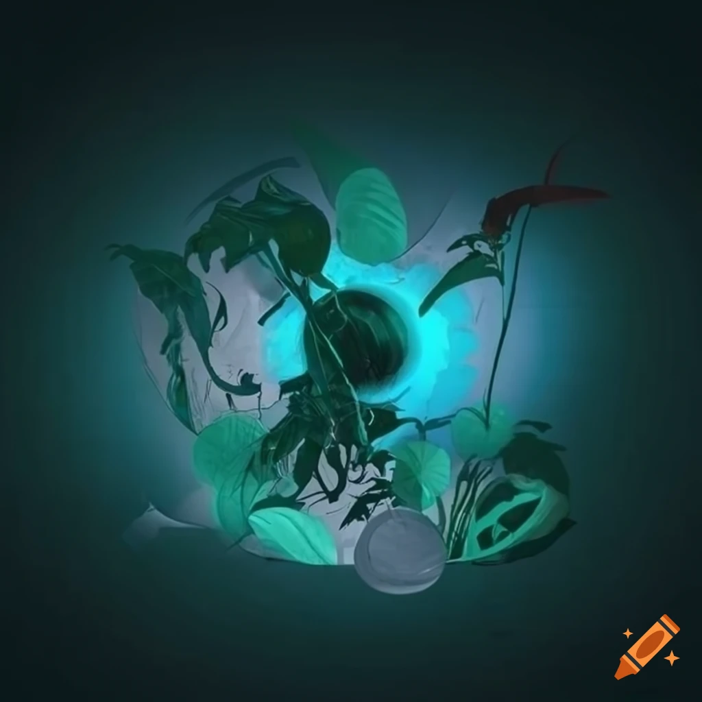 Futuristic studio with diverse textures, plants, and comic book-style ...