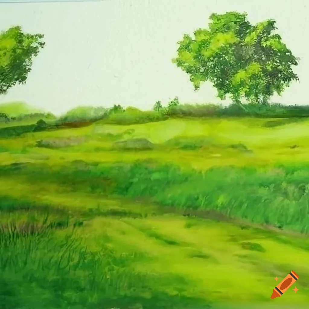 Green pasture in realistic painting style on Craiyon