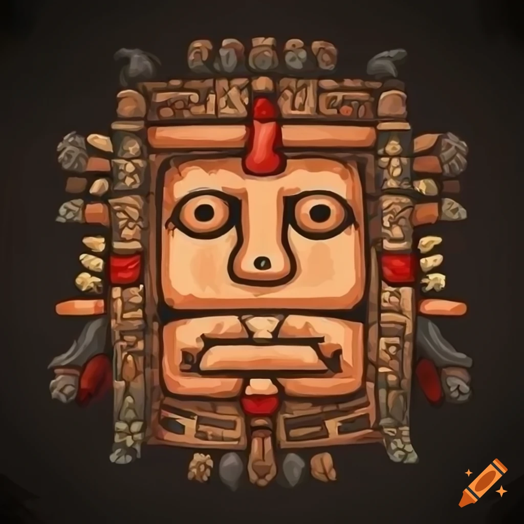 Aztec-inspired square cartoon texture in 2d on Craiyon