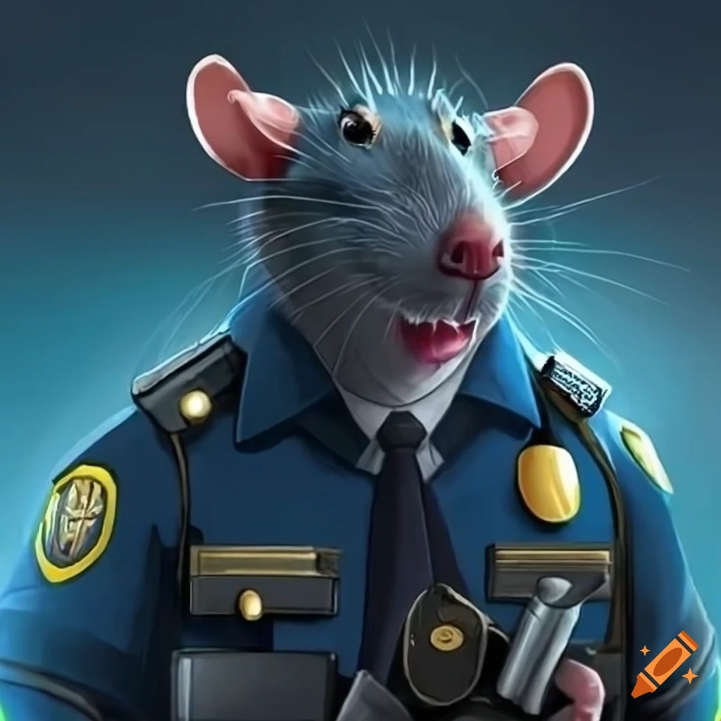 Illustration of a rat police officer on Craiyon