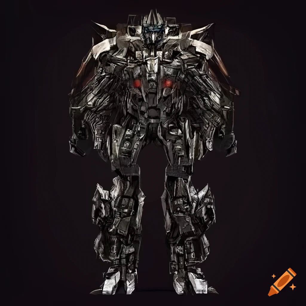 Large war robot inspired by iconic movie robots, with red eyes and ...