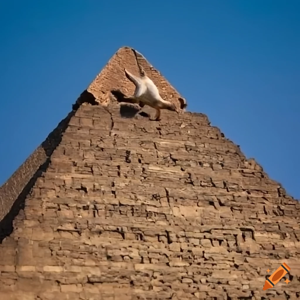 Squirrel on the roof of an egyptian pyramid on Craiyon