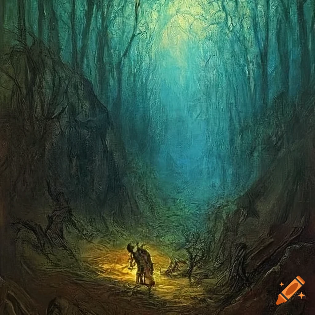 Menacing Ahuizotl walking in a foggy forest in a dreamy setting on Craiyon