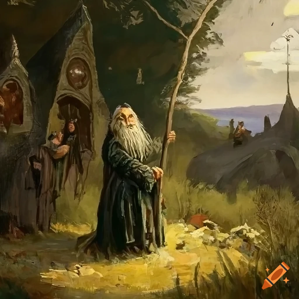 Gandalf arriving at the Shire in a painting inspired by the Lord of the ...