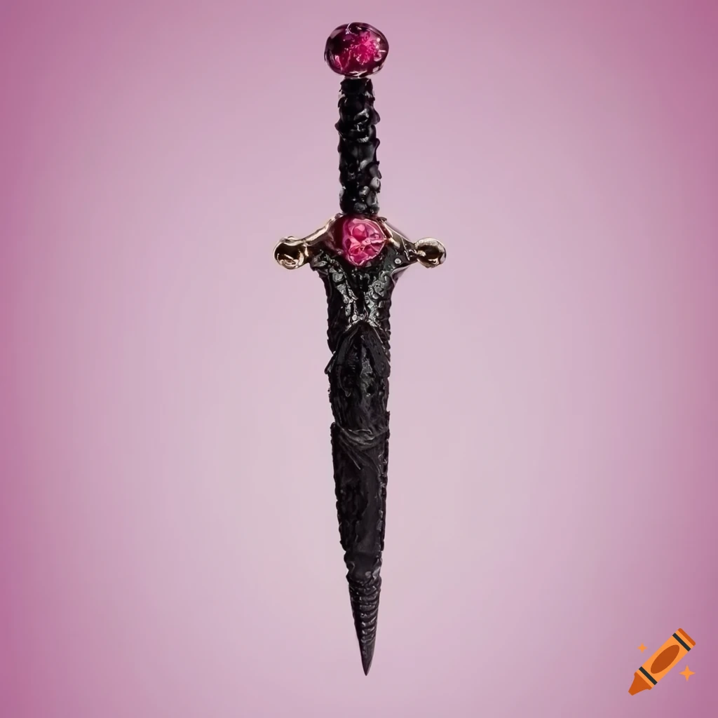 Black jewelled dagger with pink stones on Craiyon