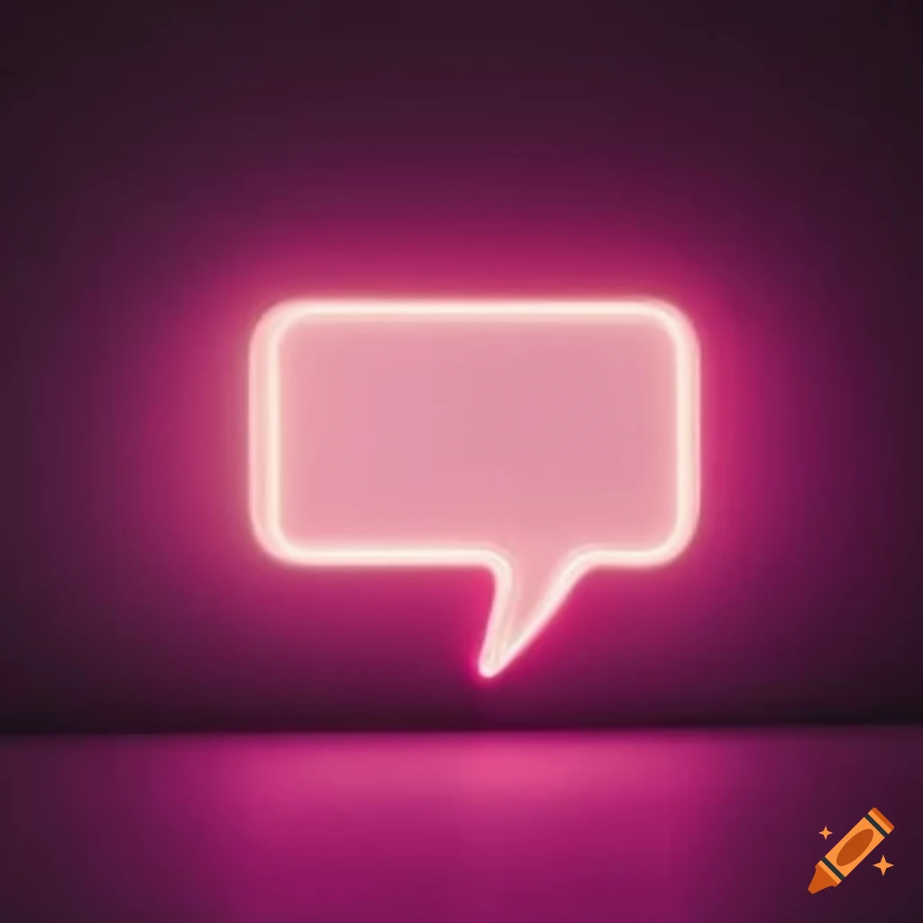 Neon light pink rectangular chat bubble on Craiyon
