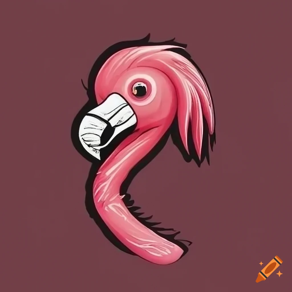 Rock 'n' roll flamingo smoking logo on Craiyon