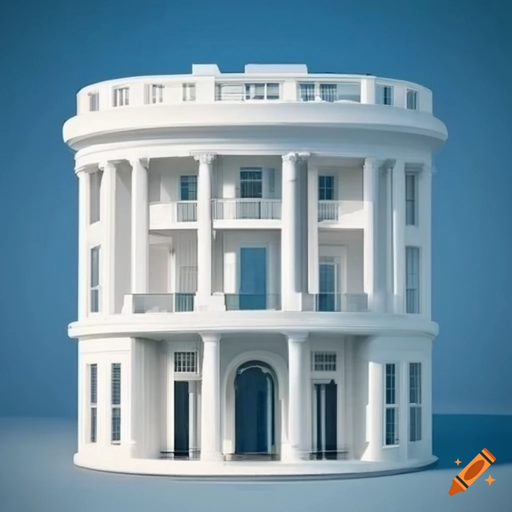 White house with tall rounded windows and no pillars on Craiyon