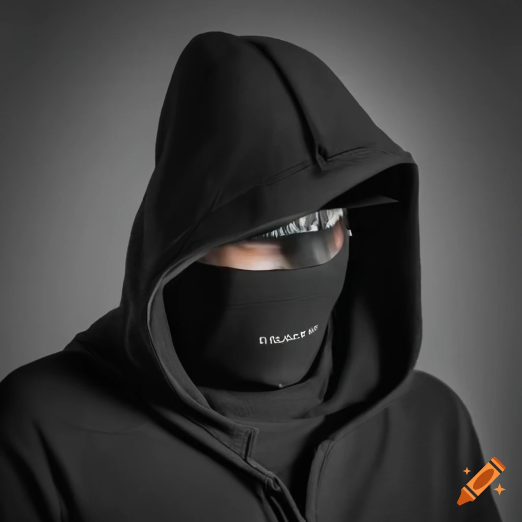 Person wearing a dark hoodie and mask in profile picture on Craiyon