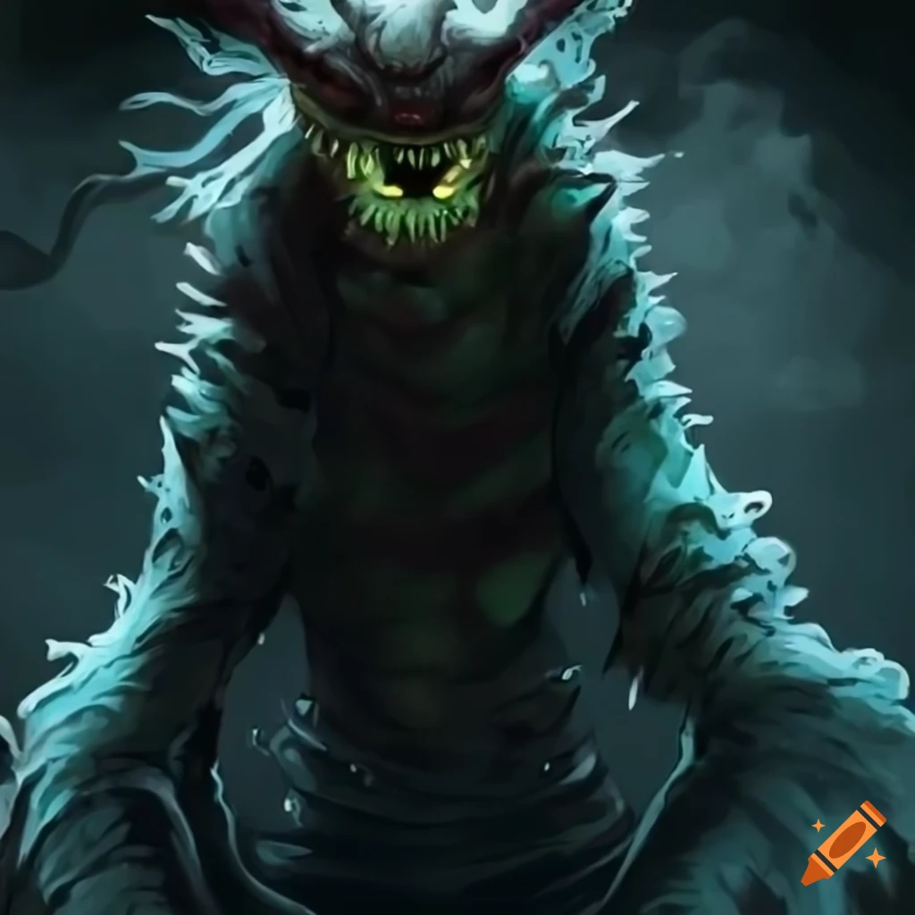 Intense illustration of a bitter soul monster on Craiyon