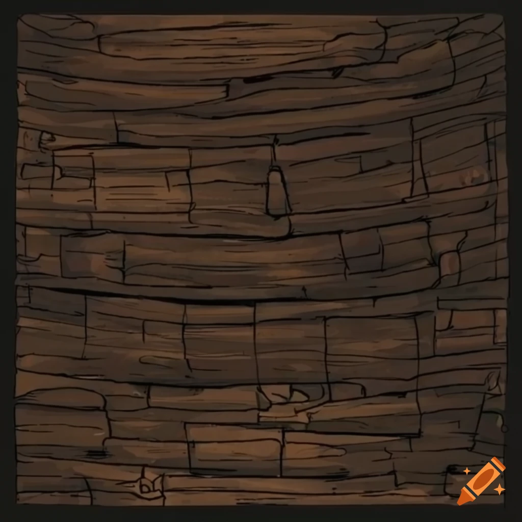 Rotting wood surface with 2 minute tabletop style drawing on Craiyon