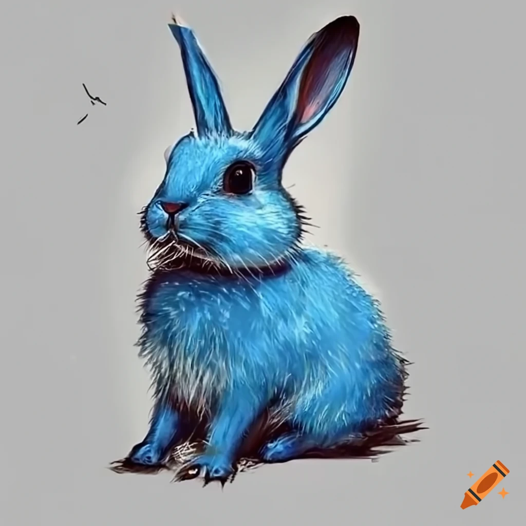 Blue cuddly rabbit with spiky tail and claws surrounded by electrical ...