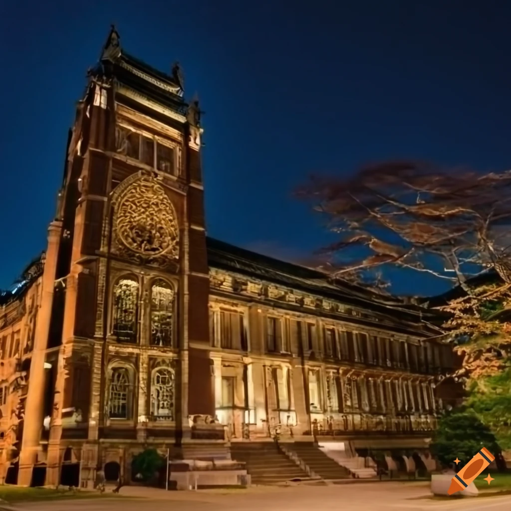 Kyoto university at night on Craiyon