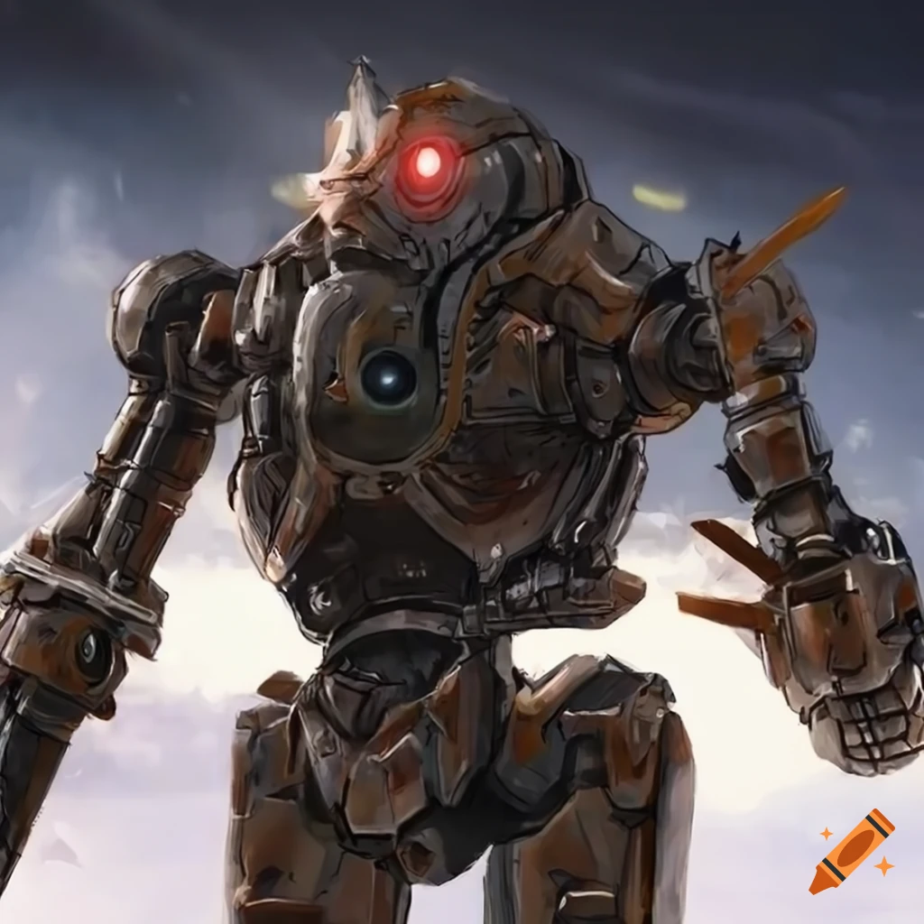 Giant robot mech holding a sword on Craiyon