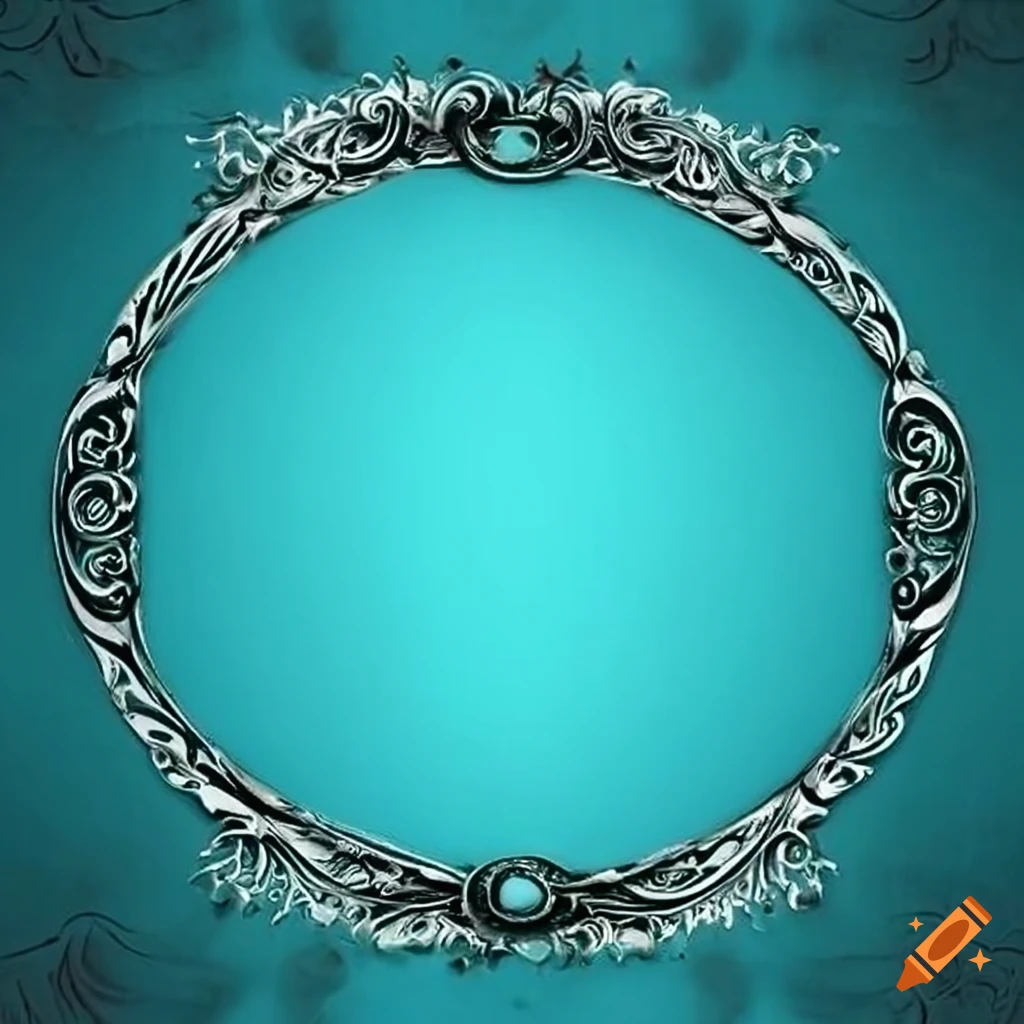 Turquoise oval frames with fish ornamentation on Craiyon